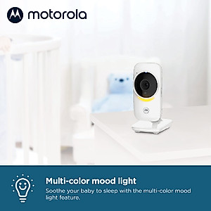 Motorola VM482 ANXL Indoor Video Baby Monitor W/Camera & Mood Light, 1000ft Range, 2.8" Color Screen, 1-Way Audio, Manual Pan/Tilt, Digital Zoom, Sound Level Indication, Night Vision