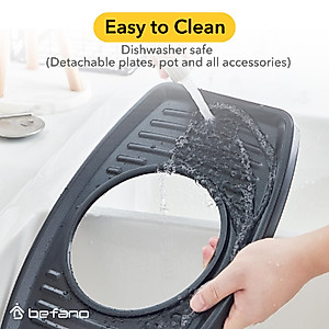 Befano 6-Cup Electric Cheese Fondue Pot, Combo with Raclette Machine for 8 People and Indoor Grill, Simple Adjustable Thermostats, Perfect for Parties and Family Fun