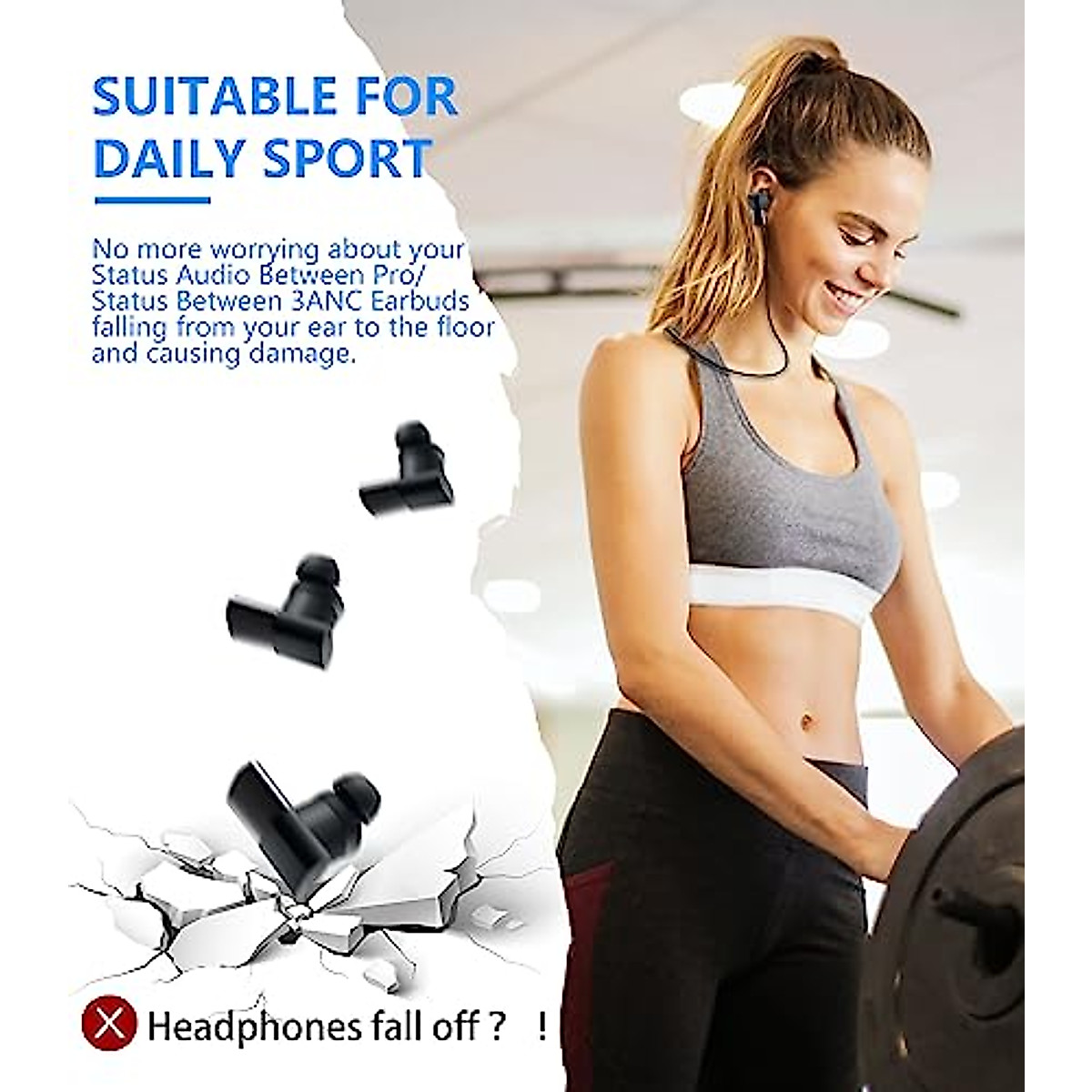 Alquar Anti-Lost Strap for Status Audio Between Pro/Status Between 3ANC Earbuds, Sports Soft Silicone Lanyard Accessories Compatible with Status Audio Between Pro/3ANC Earbuds Neck Rope Cord (Black)