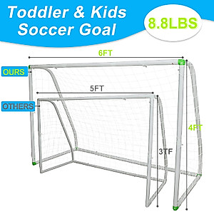 6'X4' Soccer Goal for Backyard Kids Portable Soccer Net with High-Strength Nets, Ground Stakes, Eight-Shaped Clasp, Strong PVC Frame & Weather Resistance Excellent Soccer Field Equipment