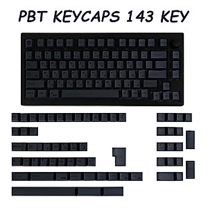JOLINTAL 143 Keys Grey on Black Keycaps Set, Japanese Keycaps Custom Keycaps Black on Grey Keycaps, PBT Cherry Profile Keycaps for Mechanical Keyboard