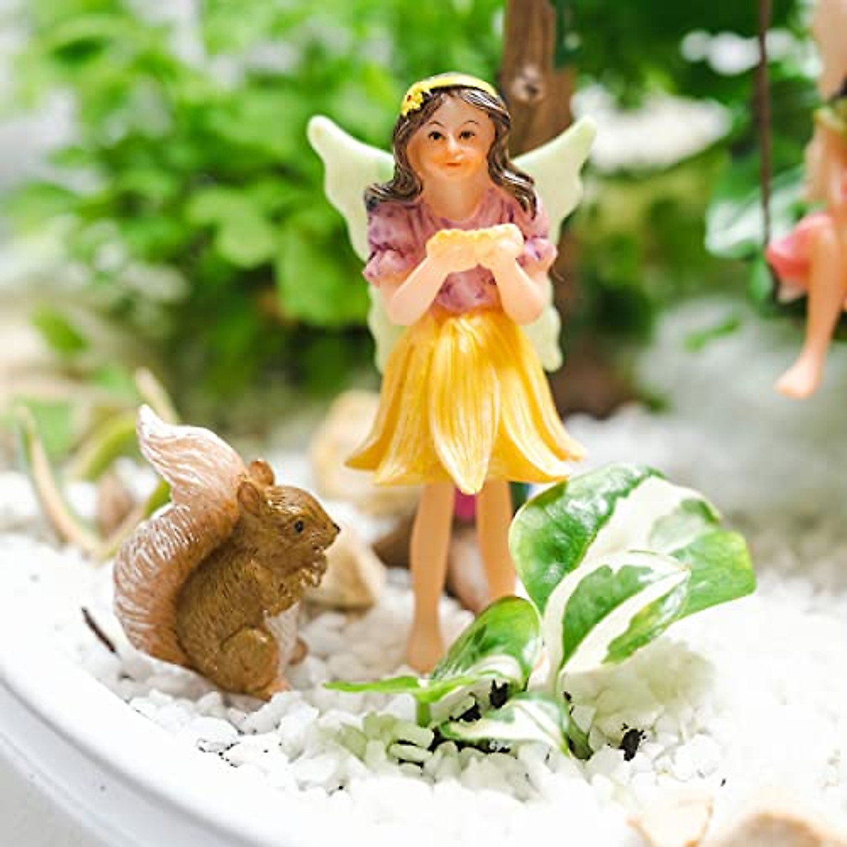PRETMANNS Fairies for Fairy Garden - Outdoor Fairy Garden Accessories with Fairy Garden Fairies - Fairy Garden Kit - Miniature Garden Fairy Figurines & Fairy Garden Swing - 6 Items