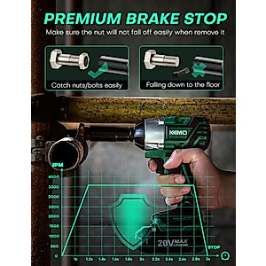 K I M O 1/2 Inch Cordless Impact Wrench, Green, Metal