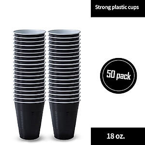 Hanna K. Signature Collection 50 Count Plastic Cup, 18-Ounce, Black