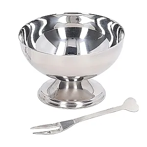 Ice Cream Bowl Stainless Steel Dessert Pudding Bowls Sundae Salad Serving Dip Bowl Trifle Tasting Bowls with Fork Home, Hotel, Restaurant (150ml)