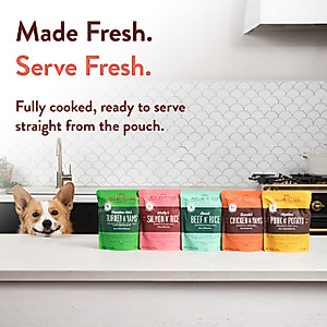 Portland Pet Food Company Tuxedo’s Chicken & Yams Wet Dog Food Pouches - Human-Grade, Gluten-Free Dog Food Toppers and Meals for Small, Medium and Large Breeds - Fresh Dog Food Made in the USA - 8-Pk