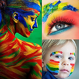 UCANBE Face Paint Kit + 10pcs Paint Brush Water Activated Body Paint SFX Makeup Palette for Cosplay Halloween Black White Face Painting Kits for Adults Matte Neon Special Effects Makeup Kit