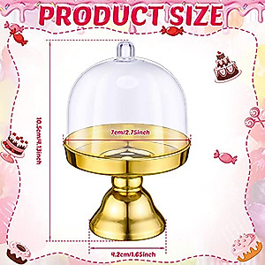 24 Pieces Plastic Mini Cake Stand with Dome Cover Chocolate Candy Cupcake Containers Dessert Display Plate with Dome Cover for Birthday Wedding Holiday Party Supplies (Gold, Transparent)
