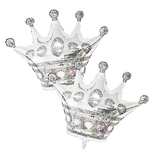 2Pcs Silver Crown Foil Balloons Party Decorations.For Birthday Party Anniversary Supplies
