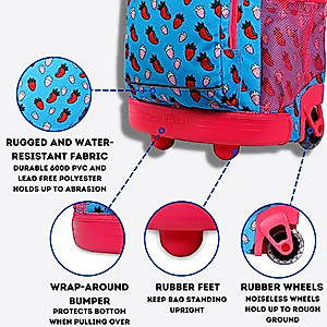 J World New York Sunny Rolling Backpack for Kids and Adults, Strawberry, 17 X 11.5X 5.5 (H X W X D)