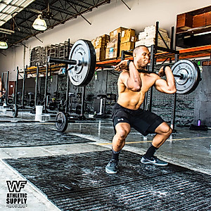 WF Athletic Supply 2 inch Olympic Size Black Premium Bumper Plate with Steel Insert, Great for Strength Training, Weightlifting & Crossfit Competition, Size Options Available