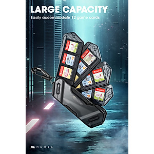 Mumba 12 Switch Game Card Case Holder for Nintendo Switch Game Cards, Portable and Exquisite Protective Hard Shell with 4 Layer Rotatable Holder for Nintendo Switch or OLED or Lite Games (Black)