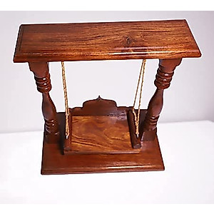 Wooden Laddu Gopal Jhula | Shri Krishna Jhula | Wooden Kanhajj Jhula (Brown, 12x11x7), Seat Size :- (7"X5")