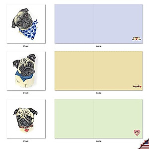 The Best Card Company - 10 Blank Dog Greeting Cards for All Occasions (4 x 5.12 Inch) - Snuggle Pugs AMQ5648OCB-B1x10