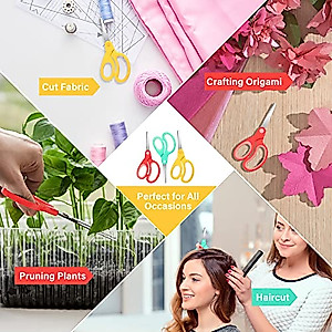 Left-Handed Kids Scissors Lefty Stainless Steel Scissors 5.9 Inch Left Handed Pointed Scissors Soft Grip Office Craft Shears Scissors for Office Home Household(Red, Green, Yellow,3 Pieces)