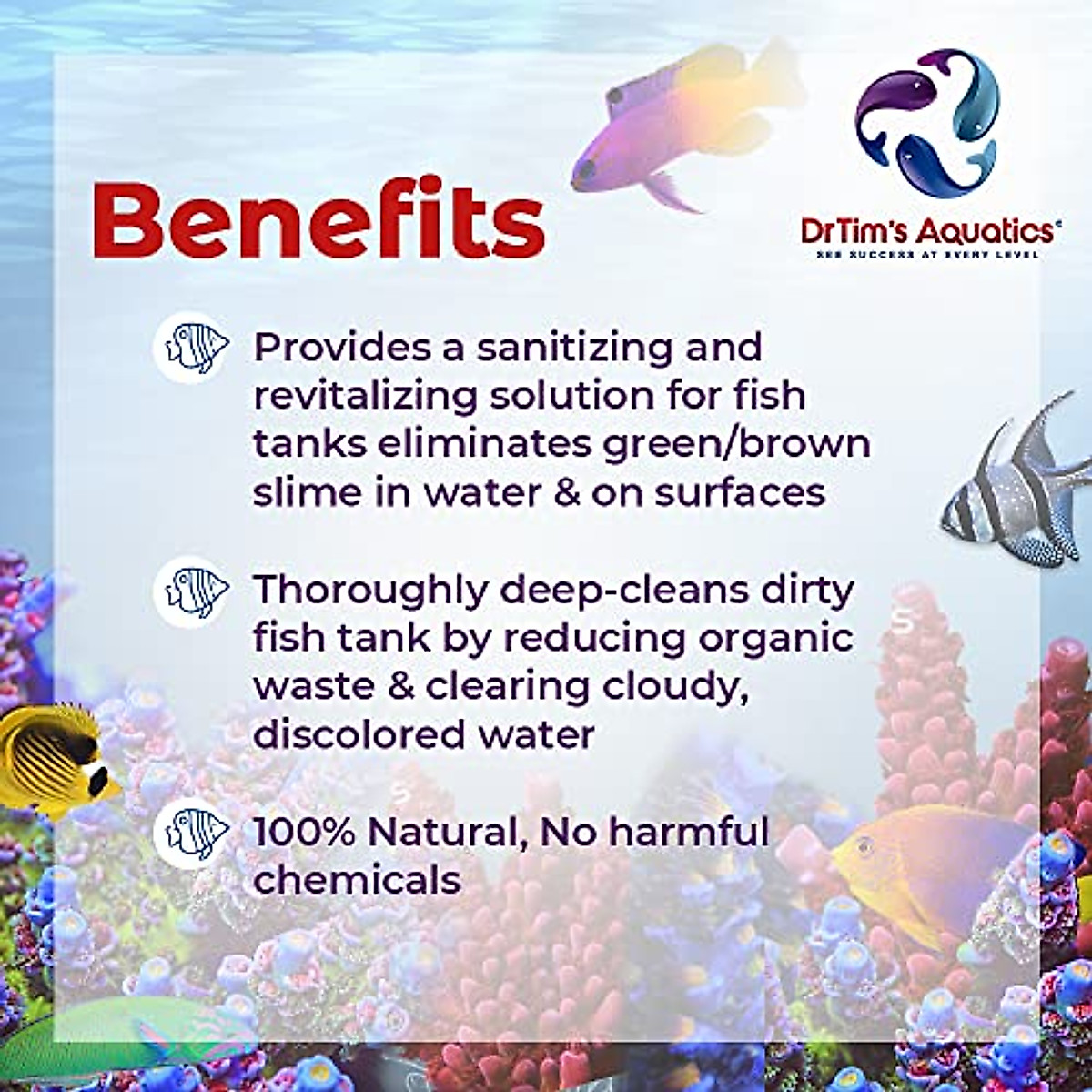 DrTim’s Aquatics Re-Fresh for Saltwater Aquariums – 100% Natural Fish Tank Sanitizer & Revitalizer Conditioner Solution for Fresh, Crystal-Clear, Sparkling Water - 4oz