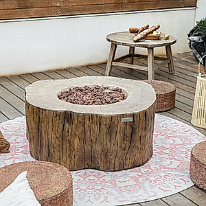 Manchester Concrete Fire Pit 42" x 39" Outdoor Patio Firepit Includes Lava Rocks Modern Fire Pits & Outdoor Fireplaces for Garden, Deck, Indoor & Outdoor Heating