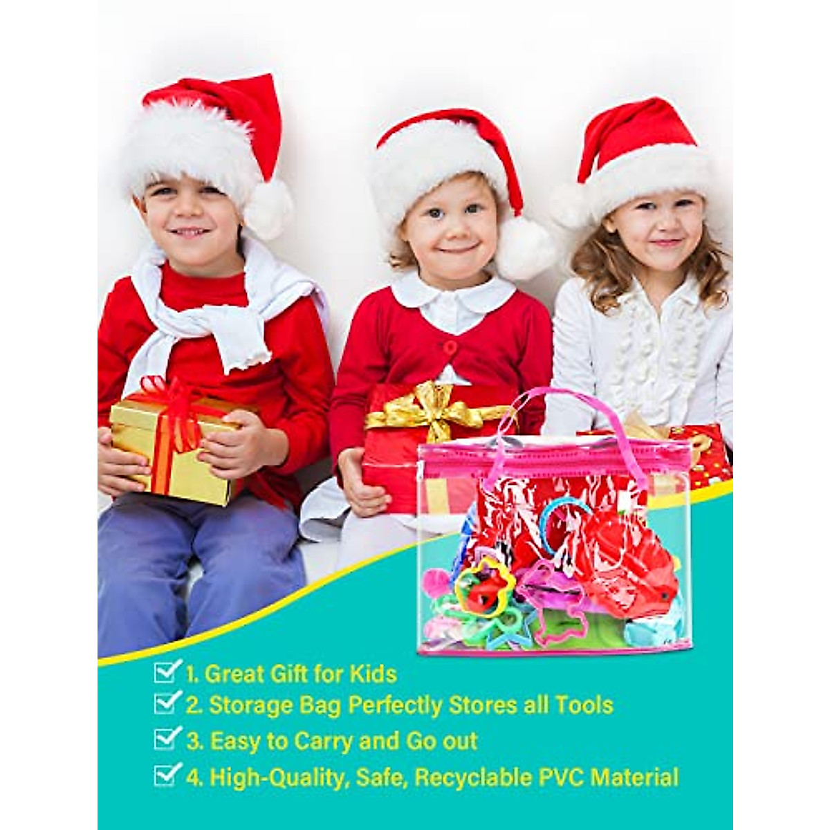 Play Dough Tools Set for Kids - 40PCS Playdough Toys Accessories with Shapes Cutters Extruder Kiddy Dough Tools Kit for Girls Boys