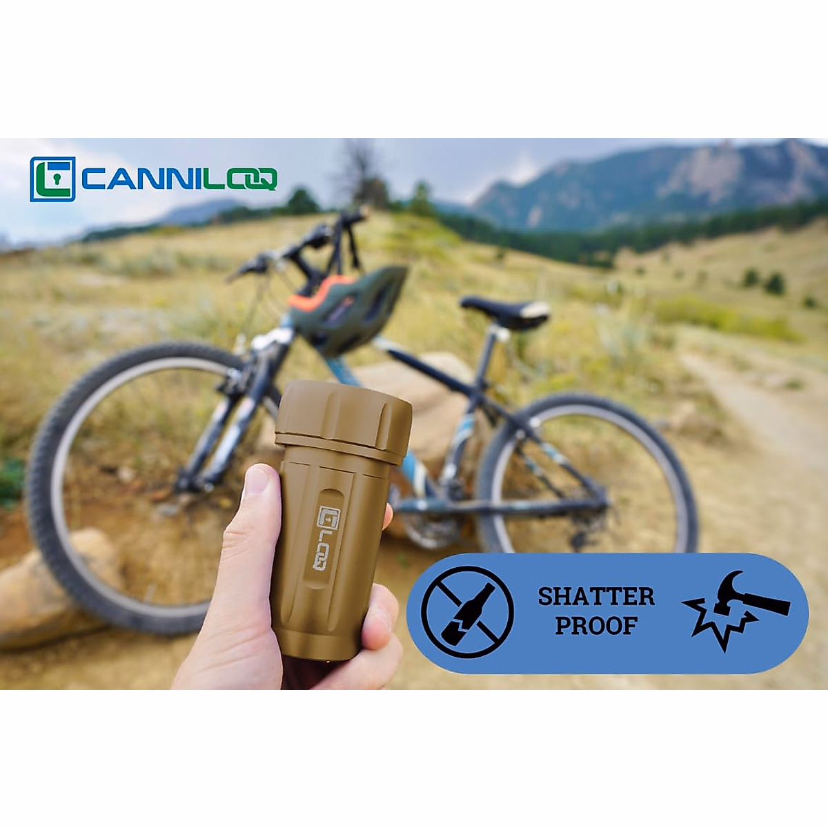 Canniloq TXD120 Premium Rugged Storage Jar and Airtight Container Keeps Herbs Fresh, High Strength Zytel, 120ml, Tan Body, Tan Cap