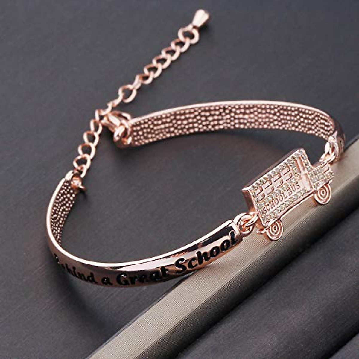 ENSIANTH Bus Driver Bracelet Behind a Great School is An Awesome Bus Driver Bracelet (RG-Bracelet)