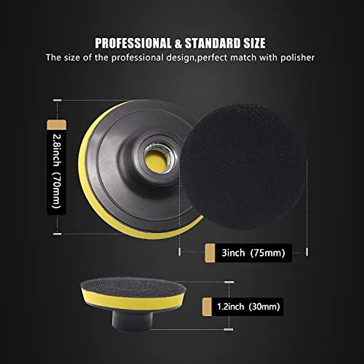 SPTA 3 Inch (75mm) Wool Buffer 3" Wool Buffing Pad Lambwool Wool Buffing polishing Pads, 6 Pcs Kit with Hook & Loop 5/8"-11 Thread Drill Adapter for Car Polishing and Buffing