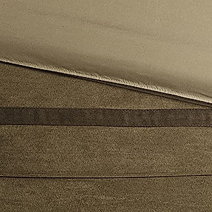 Madison Park Palmer Comforter Set - Faux Suede Design, Striped Accent, All Season Down Alternative Bedding, Matching Shams, Decorative Pillow, Bed Skirt, King (104 in x 92 in), Natural 7 Piece