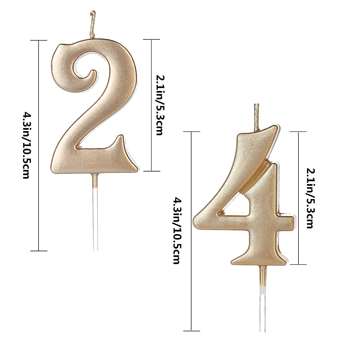 Champagne Gold 24th & 42nd Number Birthday Candles for Cake Topper, Number 42 24 Glitter Premium Candle Party Anniversary Celebration Decoration for Kids Women or Men
