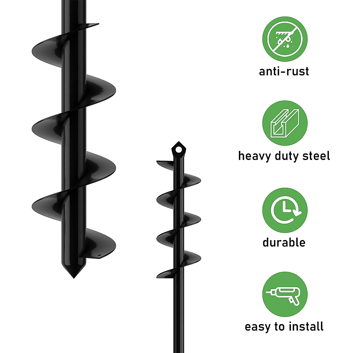 HOOPLE Garden Auger Drill Bit for Planting. Auger Drill Bit Plant Flower Bulb Auger Hole Drill Bulb Planter Auger for 3/8" Hex Drive Drill. (1.6"x16"+ 3.5"x16")