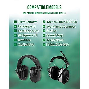 Replacement Gel Ear Pads Fit for Peltor Tactical 100 500/Rangeguard/Walkers Razor/Actfire Ear Protection
