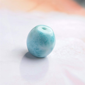 Natural Larimar Crystal Gemstone Round Bead Jewelry Pendant Necklace