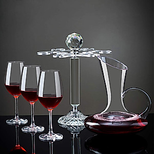 Elegant Desktop Crystal Glass Stemware Rack/Rotate 8 Wine Glass Storage Holder Stand Air Drying Rack Transparent