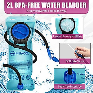 MIRACOL Hydration Backpack with 2L Water Bladder, Insulated Water Backpack Keeps Liquid Cool up to 4 Hours, Perfect Trail Gear Pack for Running, Canyon Hiking, Cycling, Camping, Biking