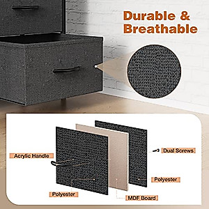 Sweetcrispy Dresser, Dresser for Bedroom, Tall Dresser with 9 Drawer Organizer Storage Drawers Fabric Storage Tower Double Dresser, Chest of Drawers with Fabric, Wood Top for Bedroom, Entryway