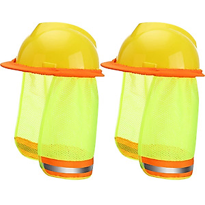 WILLBOND 2 Pieces Hard Hat Sun Neck Shield Hard Hat Sunshade High Visibility Sun Shade for Full Standard Brim Safety Helmets Construction and Landscaping