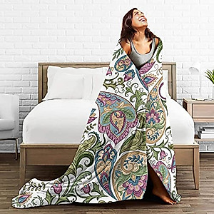 Paisley Fleece Blanket Throw Blanket, Ultra-Soft Cozy Micro Fleece Blanket for Sofa, Couch, Bed, Camping, Travel, & Car Use-All Seasons Suitable50 X40