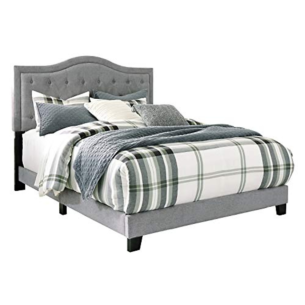 Signature Design by Ashley Jerary Queen Upholstered Tufted Bed Frame, Light Gray