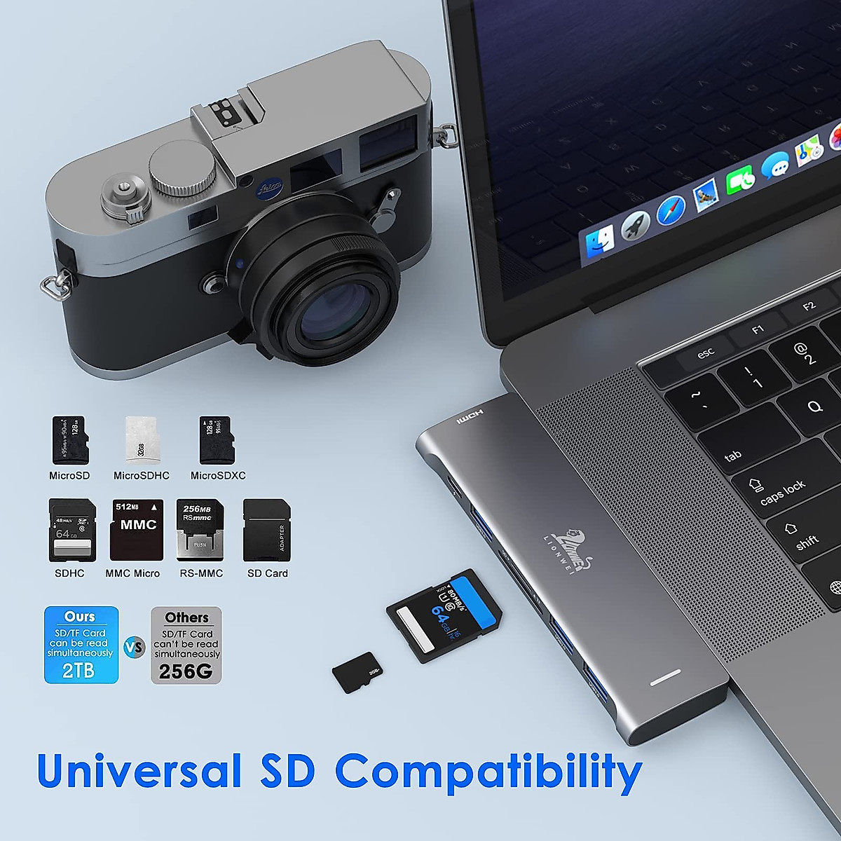 USB C Hub Adapter for MacBook Pro 2020 2019 2018 2017 2016 with 4K HDMI,100W PD 40Gbps Thunderbolt 3