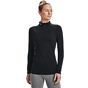 Under Armour Womens Authentics Mock Neck T-Shirt, Black (001)/White, Large
