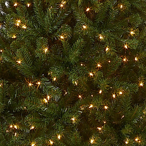 National Tree Company Pre-Lit Artificial Full Christmas Tree, Green, North Valley Spruce, White Lights, Includes Stand, 6 Feet
