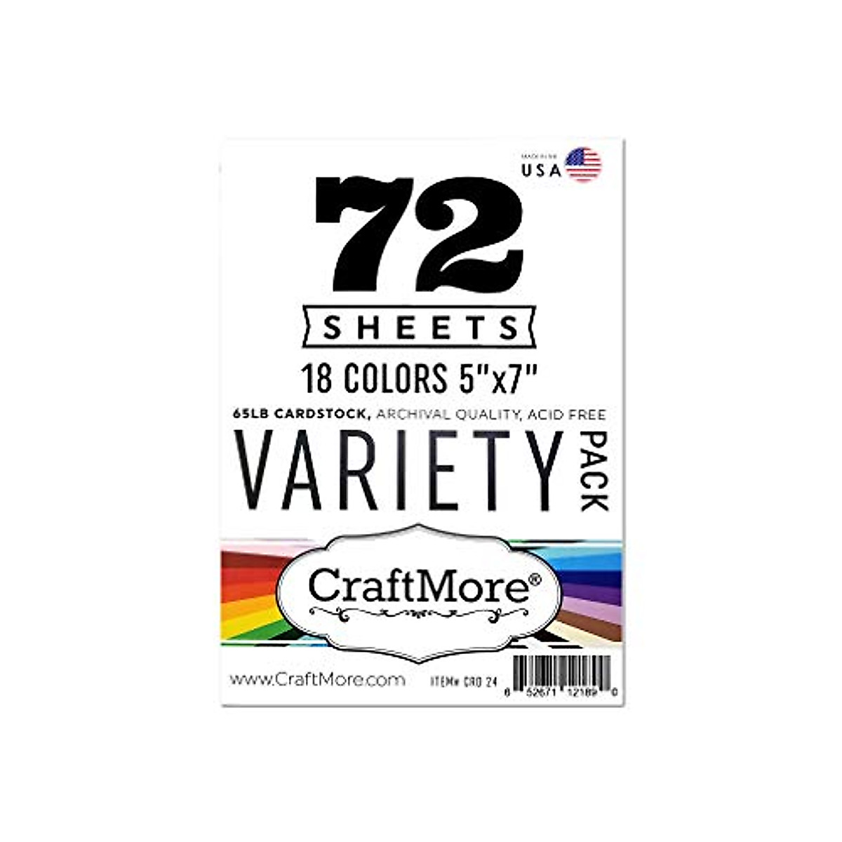 CraftMore Card Stock Variety Essential Pack, 5 by 7 Inches, 72 Sheets
