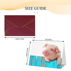 Funny Pig Hanging On Fence Thank You Cards With Envelopes, Blank Greeting Note Cards With Envelopes Blank Inside, Funny Birthday Cards For Women Men, Thank You Card For Wedding Business,Graduation