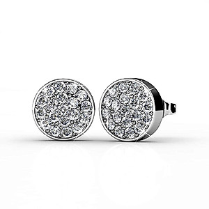 Cate & Chloe Nelly 18k White Gold Stud Earrings For Women | Silver Cubic Zirconia Earrings Studs With Round Cut Crystals, CZ Silver Earring Set, Fashion Earrings For Women, Hypoallergenic Earrings