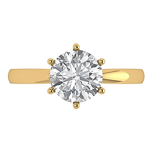 Clara Pucci 2.0 ct Round Cut Solitaire Genuine Moissanite Wedding Bridal Designer Anniversary Engagement Ring in 14k yellow Gold for Women