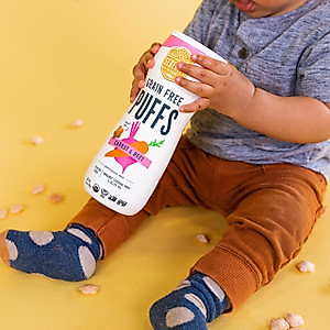 Serenity Kids 6+ Months Grain Free Puffs Toddler & Baby Snack | No Added Sugar, Gluten & Rice Free, Allergen Free | Made with Organic Cassava, Veggies, and Herbs | Carrot & Beet | 6 Count