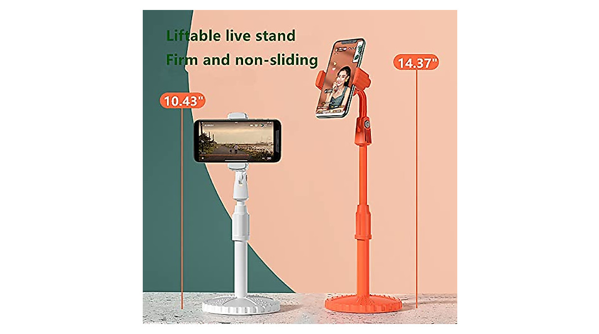 Liftable Live Broadcast Stand for Hands-Free Phone Use - Ivory White