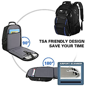 Jiefeike Travel Laptop Backpack, 17.3inch Extra Large for Men Women,Basketball Backpack with USB Charging Port RFID Anti Theft TSA Approved,School College Student Bag