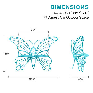 DIBRATY 50 Inches Outdoor Bench, Garden Bench with Sturdy Iron Metal Frame, Pretty Butterfly Bench Front Porch Bench for Porch,Lawn,Garden,Yard