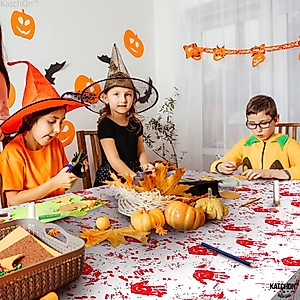 KatchOn, Bloody Table Cloth Halloween - Pack of 3, Large 54x72 Inch | Halloween Tablecloth Plastic, Zombie Red Bloody Handprint Tablecloth | Halloween Table Cover for Halloween Table Decorations