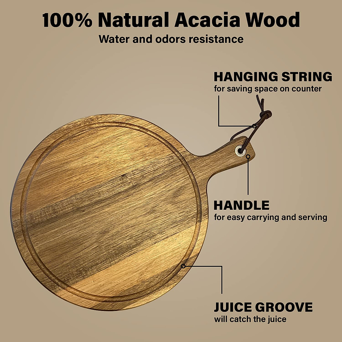 Homwoody Premium Acacia Wood Cutting Board with handle/Cheese Board - (Set of 3) Thick/Large Acacia Cutting Board/Charcuterie Boards - Luxury Wood Cutting Board/Cheese Board/Charcuterie Board/Platter