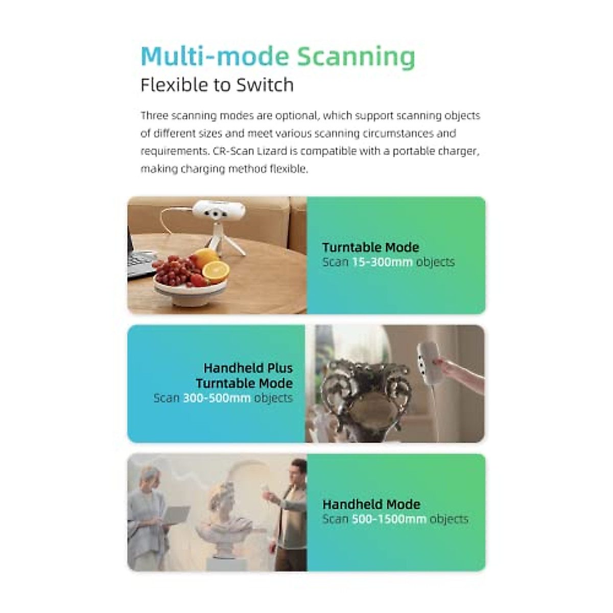 Creality 3D Scanner, Portable 3D Scanner, 3D Modeling 0.05mm Precision 10FPS Scanning Speed for 3D Printing Support Windows MAC OS System (CR-Scan Lizard Premium)